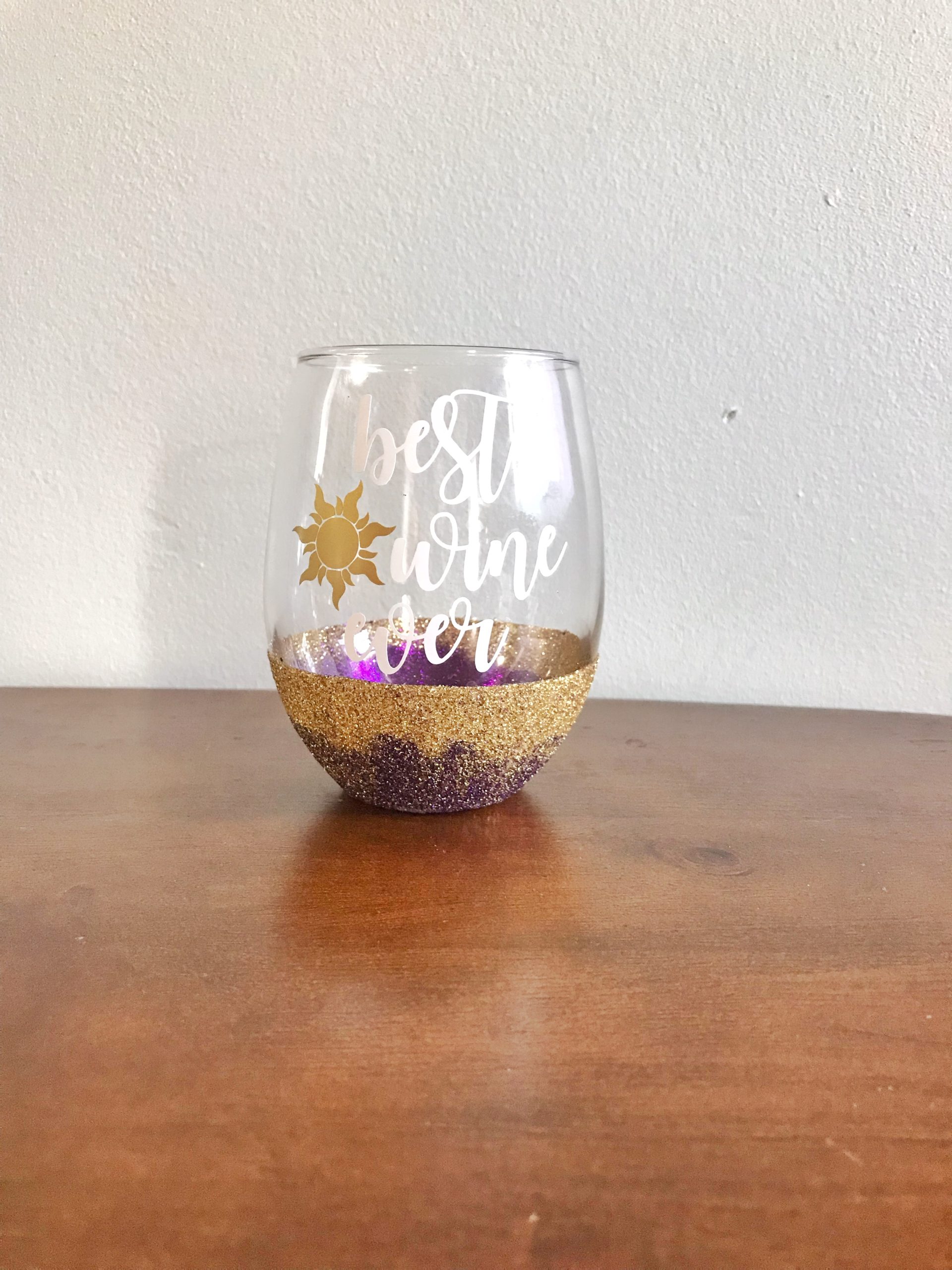 How to Make Disney Princess Glitter Wine Glasses - Kelly Does Life
